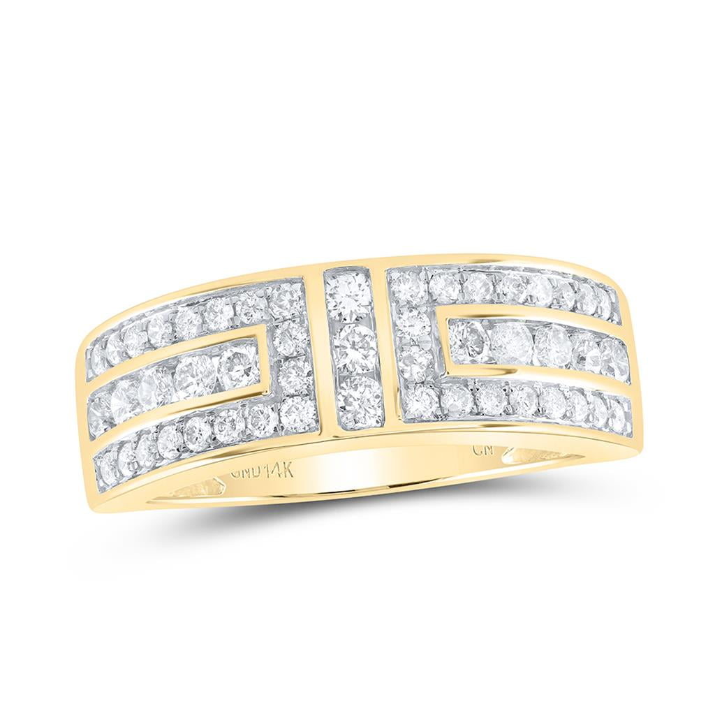 14K Yellow Gold Round Diamond Symmetrical Wedding Band Ring 1cttw ...