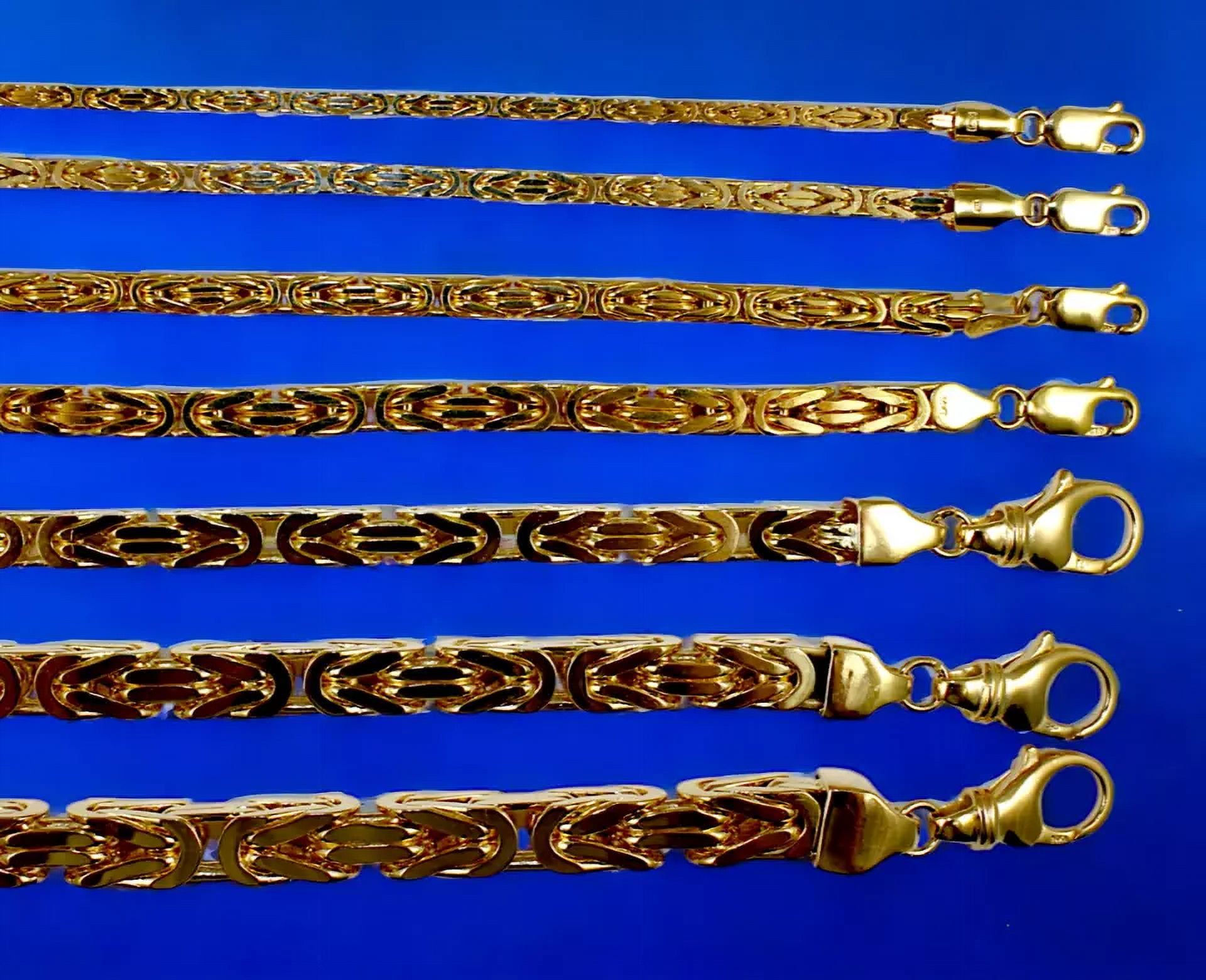 14K Yellow Gold SOLID Byzantine Square Box Chain Necklace Men Women ...