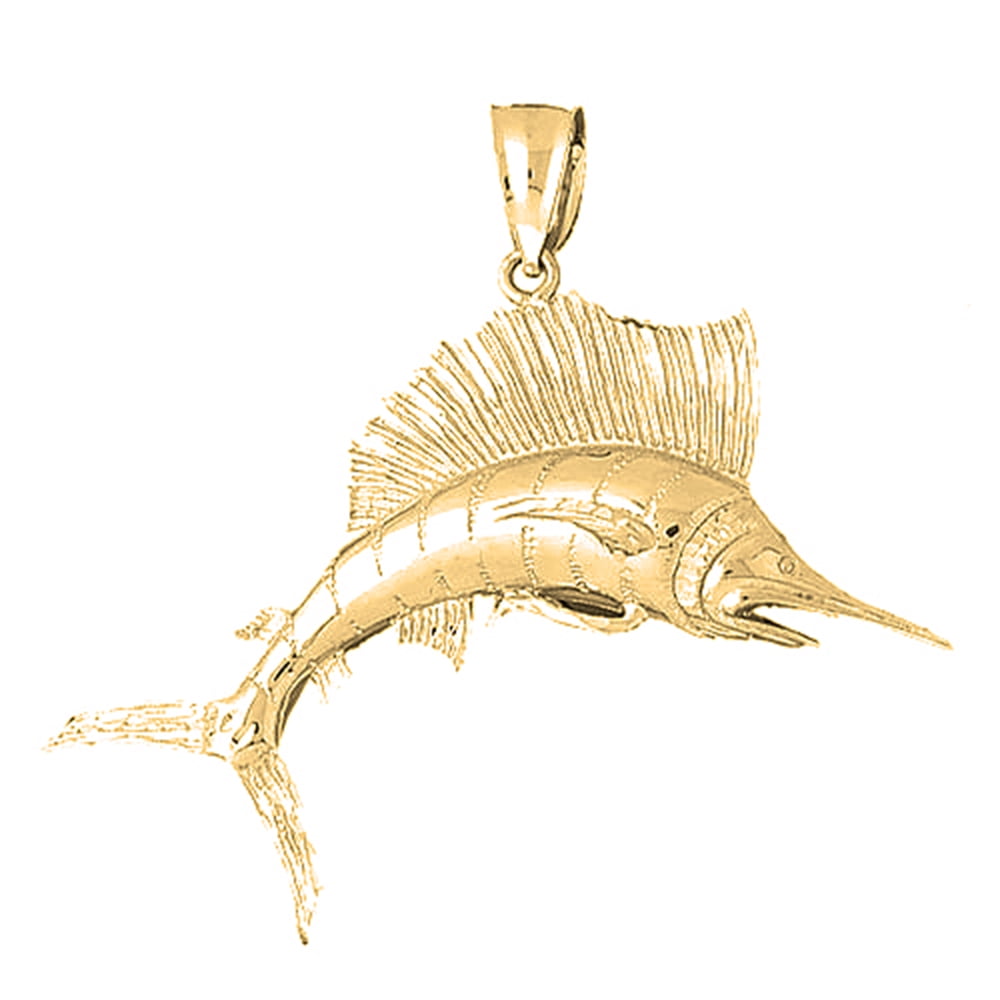 14K Yellow Gold Sailfish Pendant - 67 mm - Walmart.com