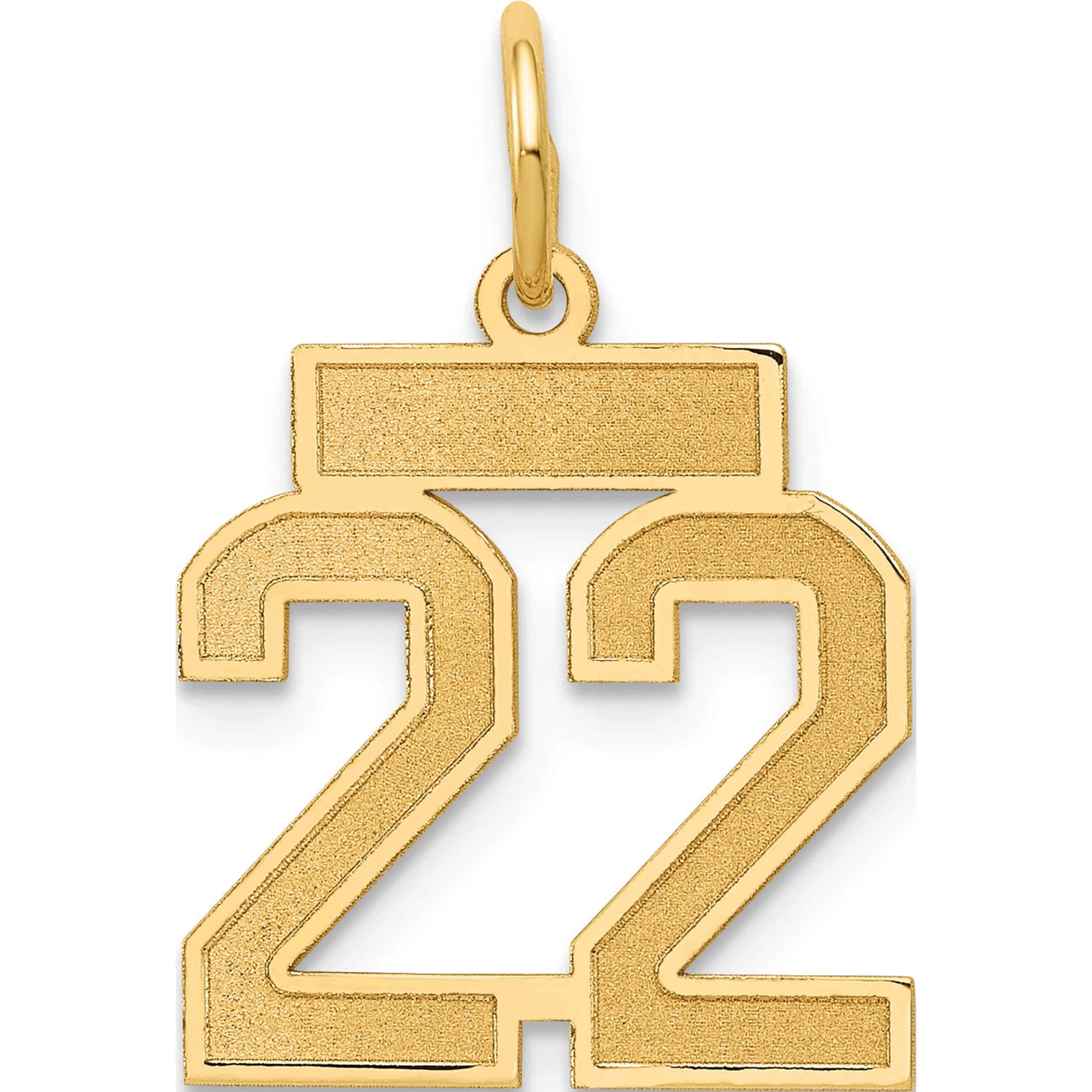 14K Yellow Gold Small Satin Number 22 Charm Made In United States lss22 ...