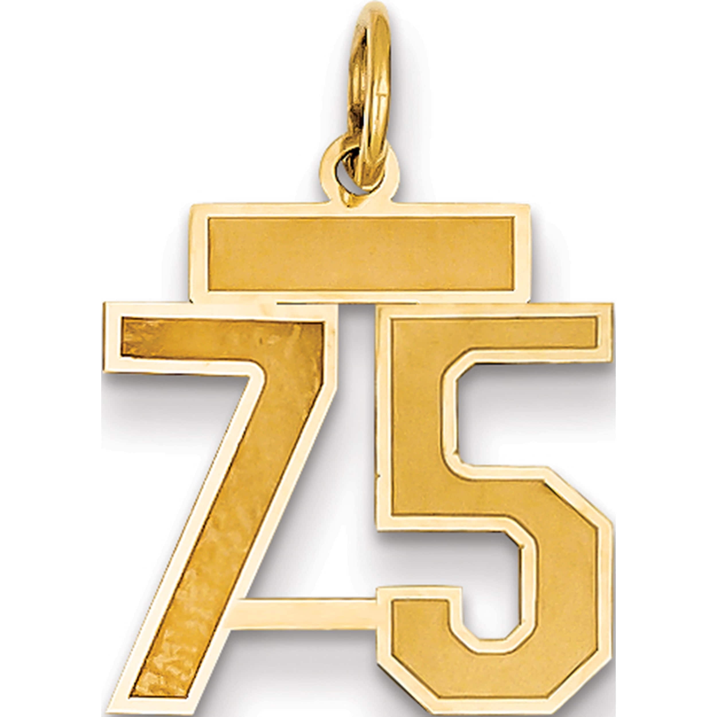 14K Yellow Gold Small Satin Number 75 Charm Made In United States lss75 ...