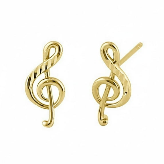 Vinali 14K Solid Gold Small Treble Clef Music Note Stud Earrings - 0 ...