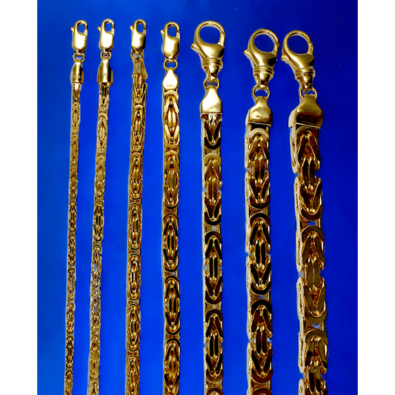 14K Yellow Gold Solid Byzantine Square Chain Bracelet Necklace Men ...