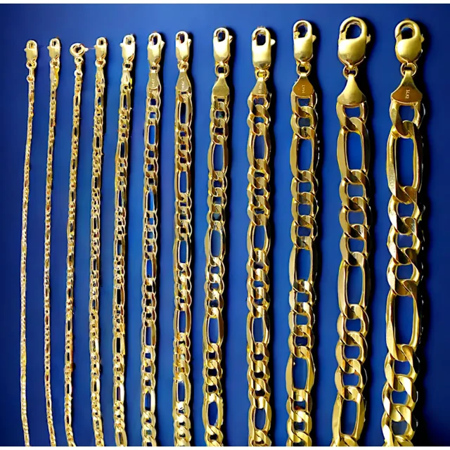 14K Yellow Gold Solid Figaro Chain Necklace Link Real Men Women Jewelry 8.60g | 4.0mm| 18 inches ...