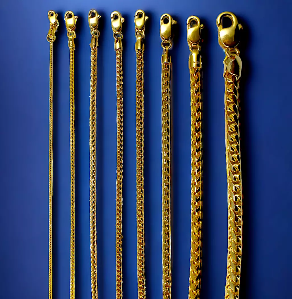 14K Yellow Gold Solid Franco Round Box Chain Necklace Real Gold Men ...