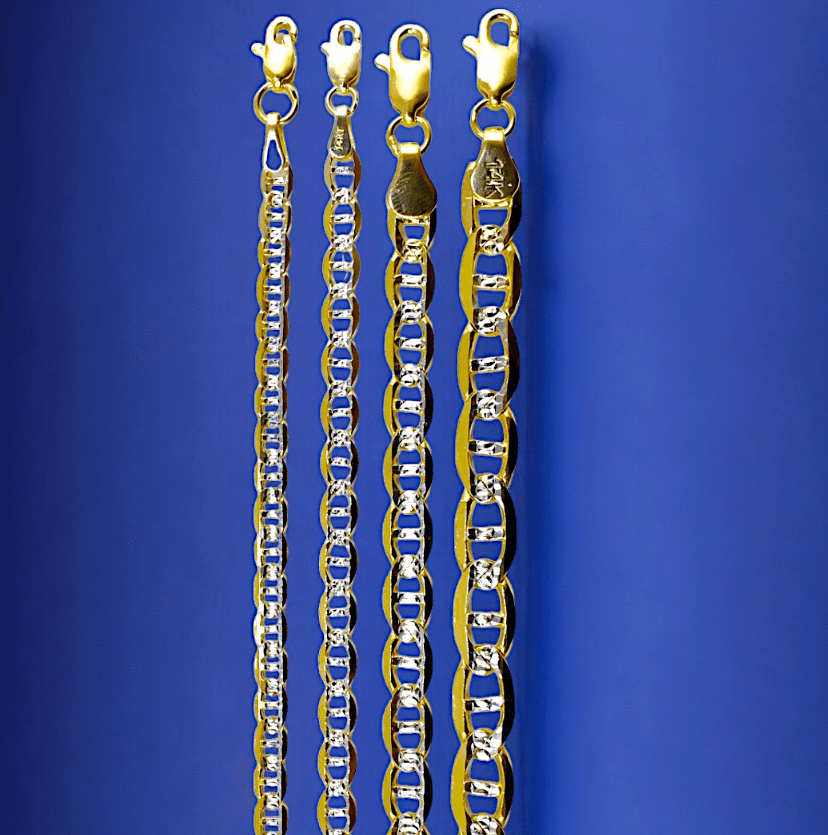 14K Yellow Gold Solid Mariner Anchor Pave Chain Bracelet Necklace Men ...