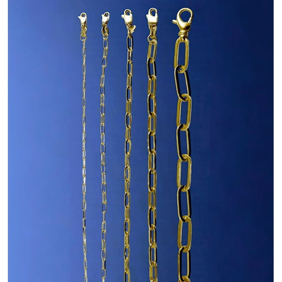 14K Yellow Gold Solid Oval Paperclip Chain Bracelet Necklace Men Women ...