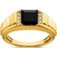 14K Yellow Gold Square Onyx And Diamond Mens Ringsize 10 (Width 2.3 To ...