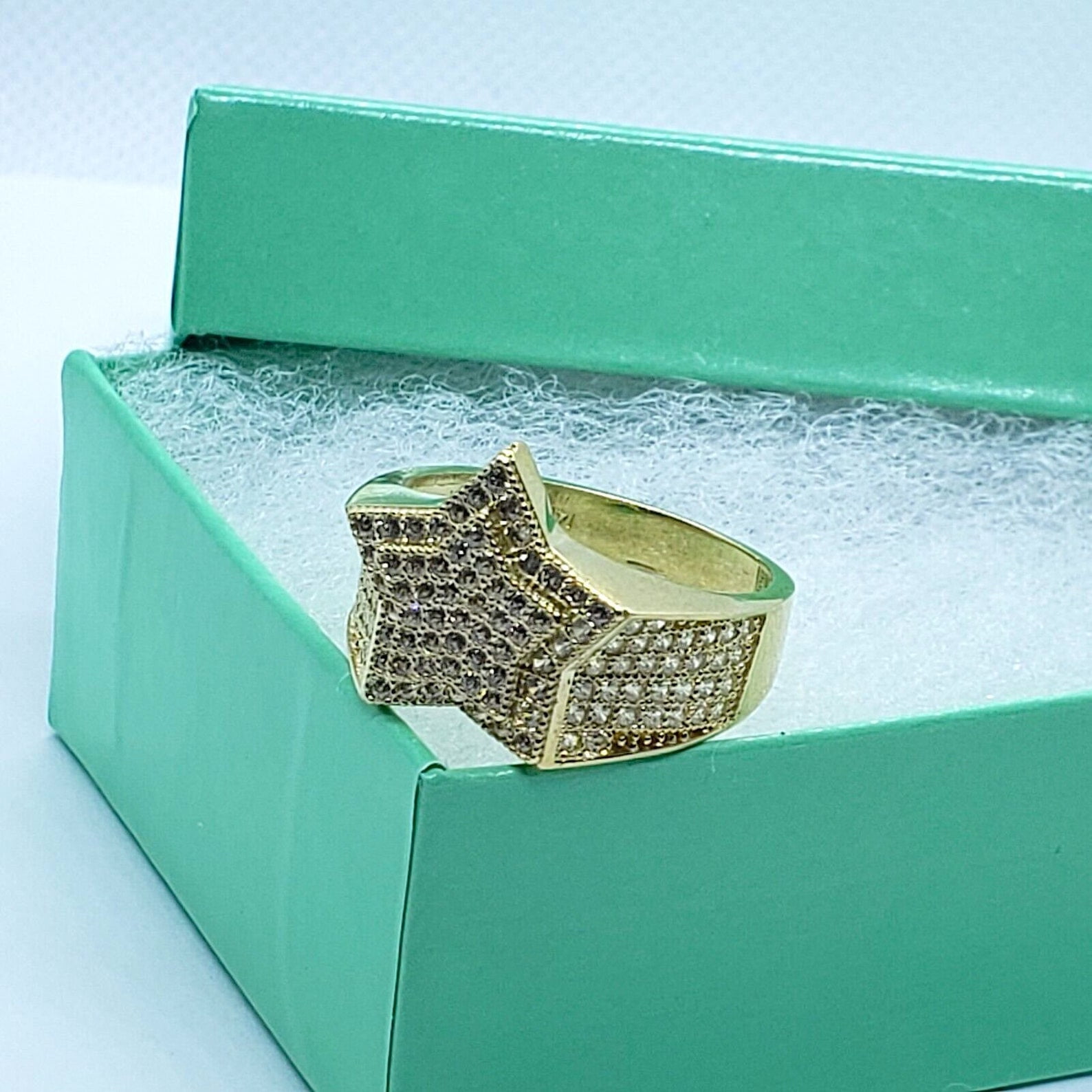 14K Yellow Gold Star Shaped Ring with Cubic Zirconia - Walmart.com