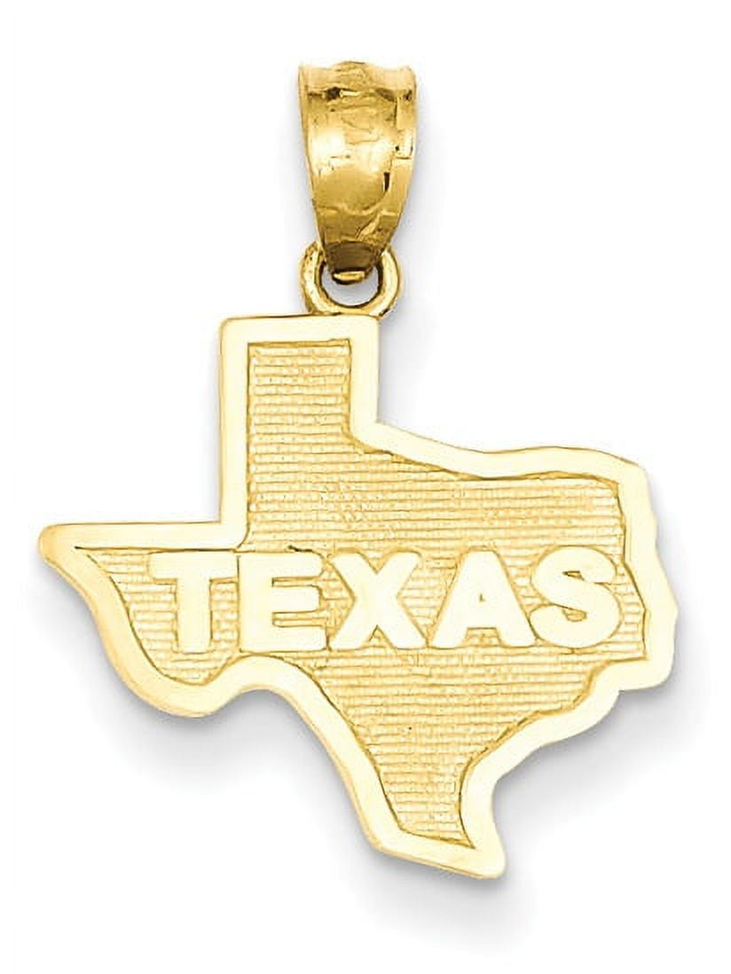 14K Yellow Gold State Of Texas Map Pendant (20 X 15.5) Made In United ...