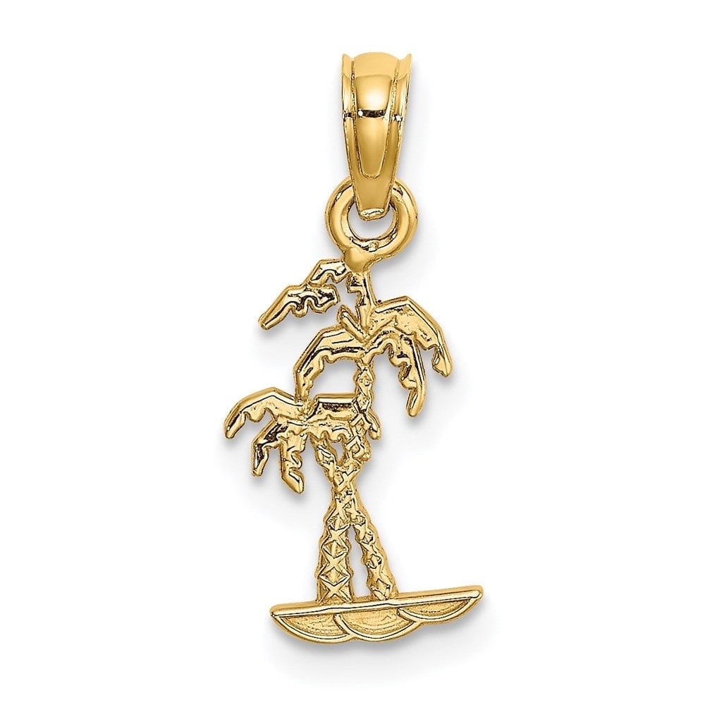 Auriga Fine Jewelry 14K Yellow Gold Texture Mini Double Palm Trees ...