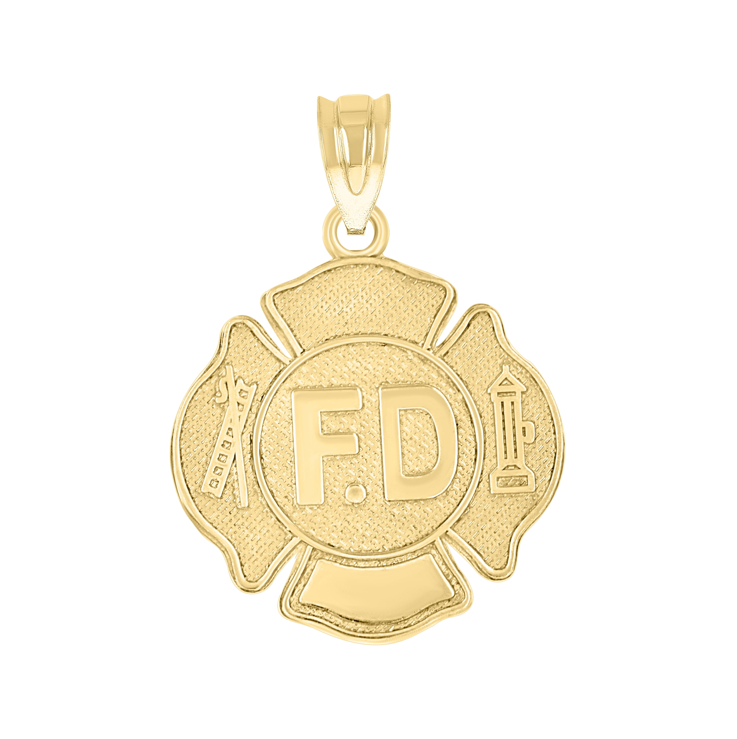 14K Yellow Gold Unisex Fd Badge Pendant Charm - Walmart.com