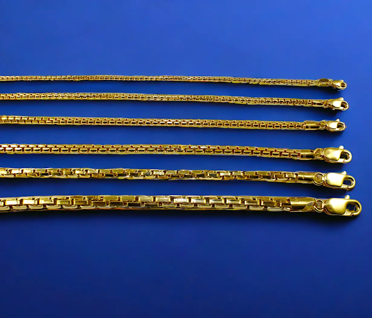 14K Yellow Gold Venetian Round Box Chain Necklace Bracelet Real Men ...