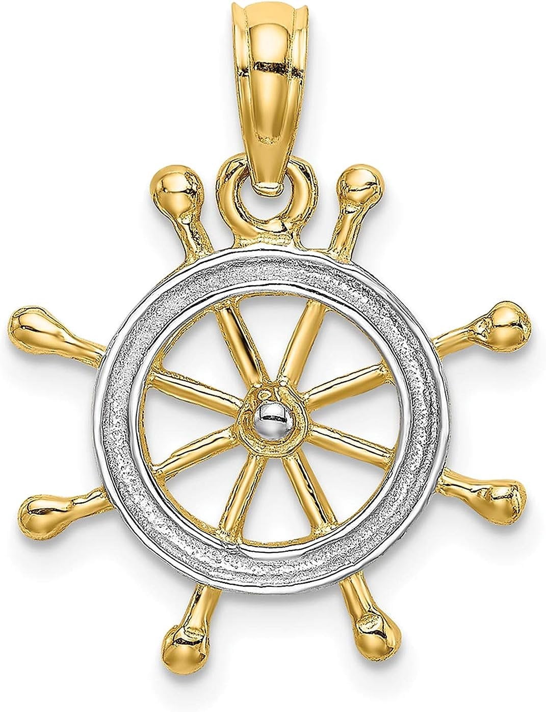 14K Yellow Gold W/Rhodium 2-D Ship Wheel Charm - 22.3mm - Walmart ...
