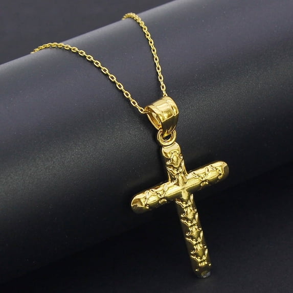 14K Yellow Gold WATER WAVE CHAIN JESUS CHRIST ON IT PLAIN SURFACE INRI ...