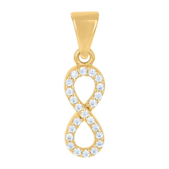14K Yellow Gold Womens Cubic-Zirconia Infinity Love Symbol Charm ...