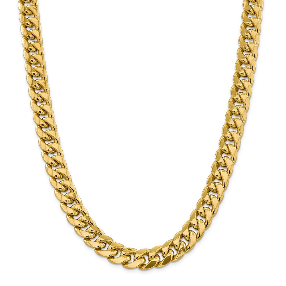 14K Yellow Gold chain Curb 24 in 12.6 mm 12.6mm Semi-Solid Miami Cuban ...