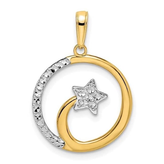 14K Yellow & Rhodium White Diamond-Cut Shooting Star Pendant - Walmart.com