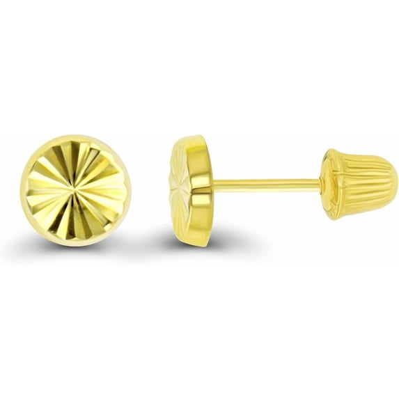 14K Yellow Solid Polished Screw Stud Earrings | Multi Shape Circle ...