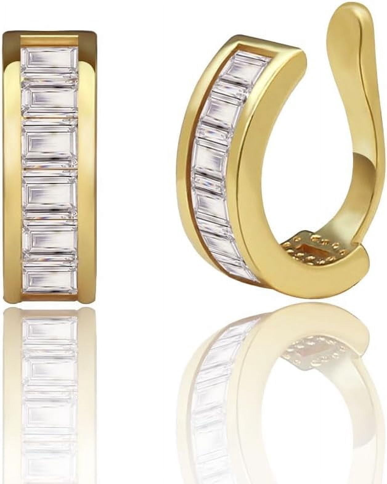 14K gold-plated cuffs and earrings with luxurious feathers, stars ...