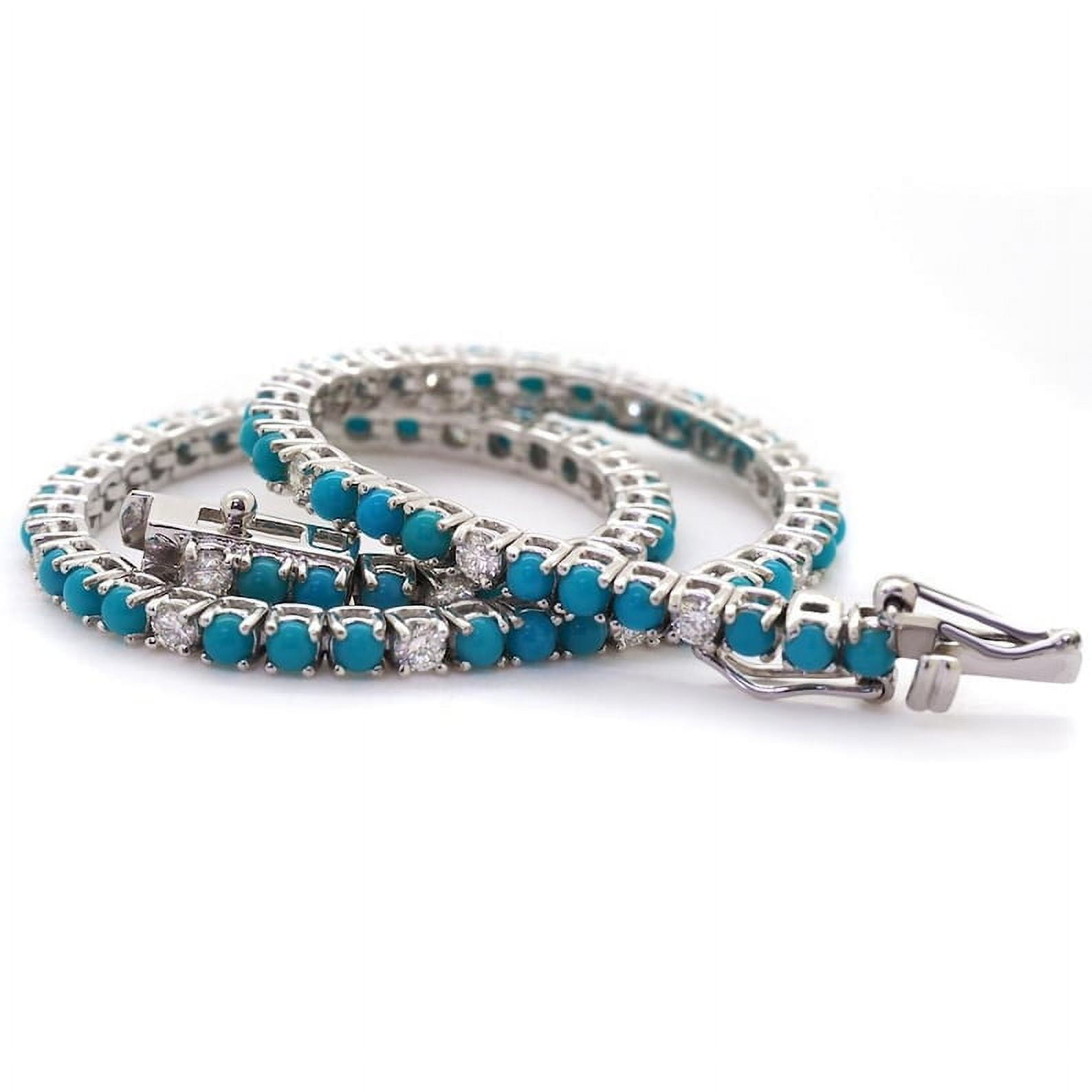 14K gold plated turquiose with diamond,Turquoise tennis bracelet |Round ...