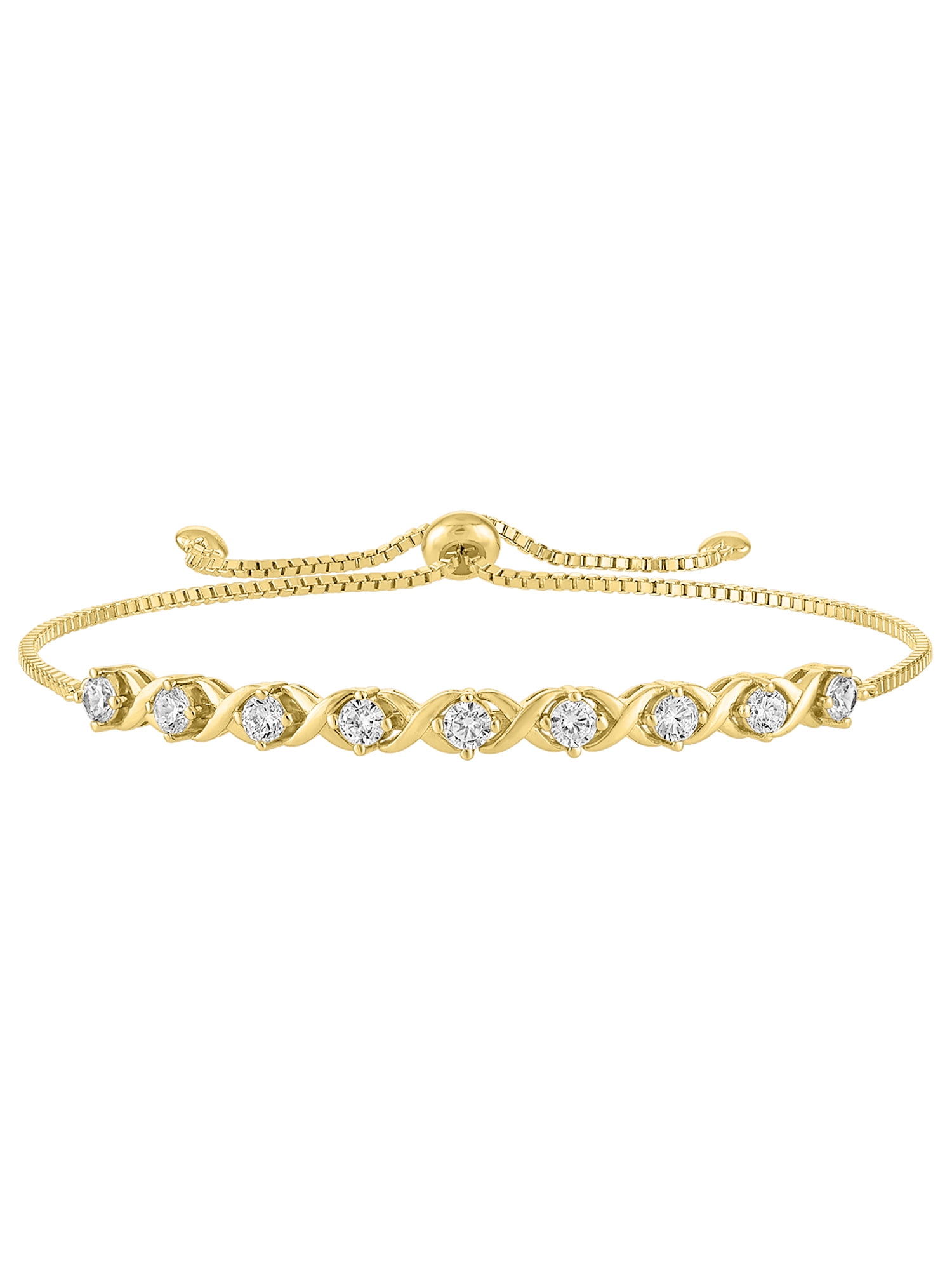 14KT Gold Flash Plated Simulated Diamond Adjustable Bracelet - Walmart.com
