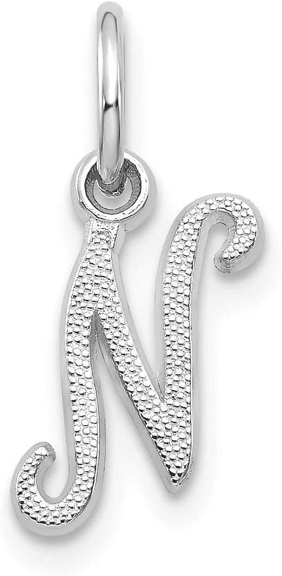 14KW White Gold Casted Script Letter N Initial Charm - Walmart.com