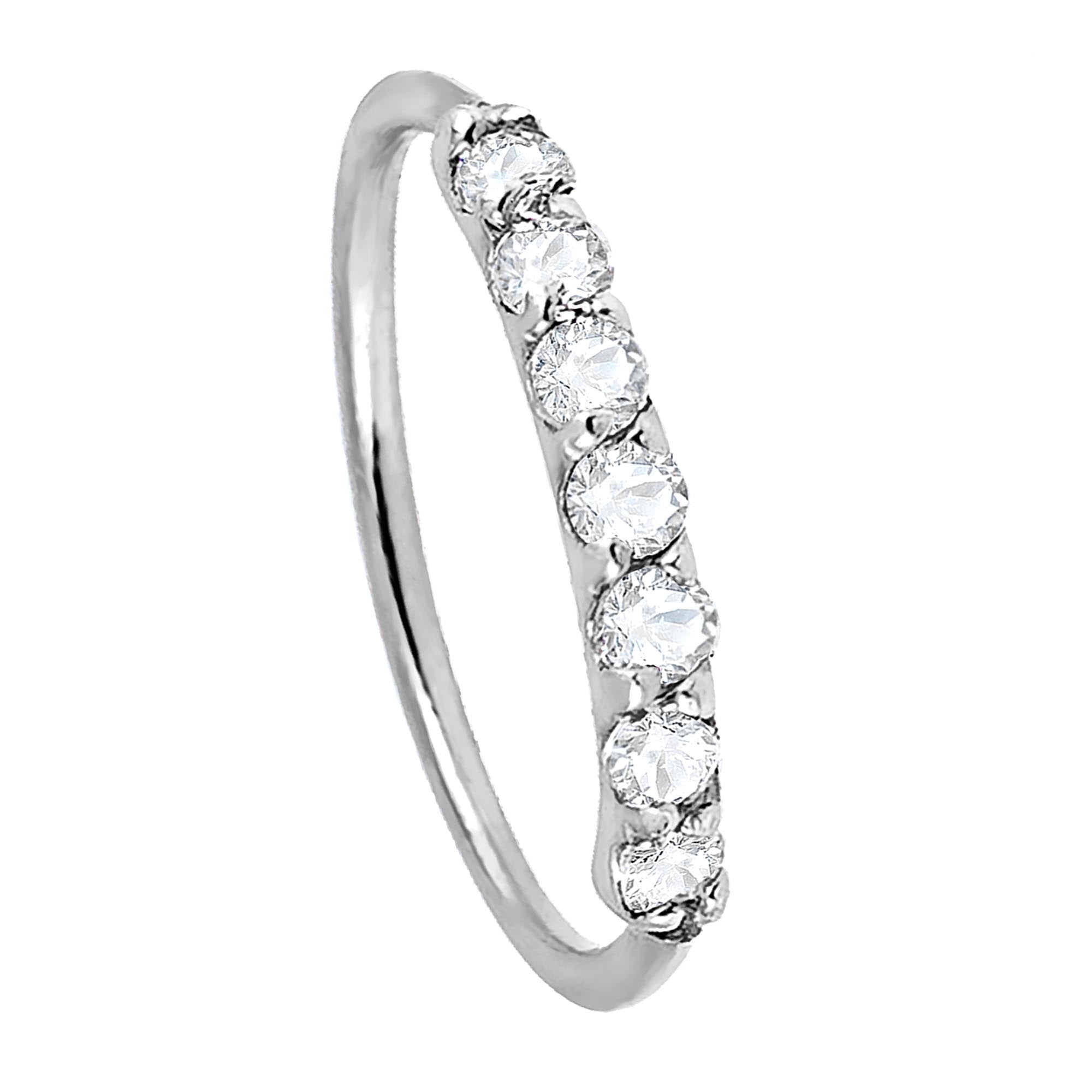 14K White Gold Nose Ring with 0.07ctw Diamonds - 20G Diamond Nose Hoop ...