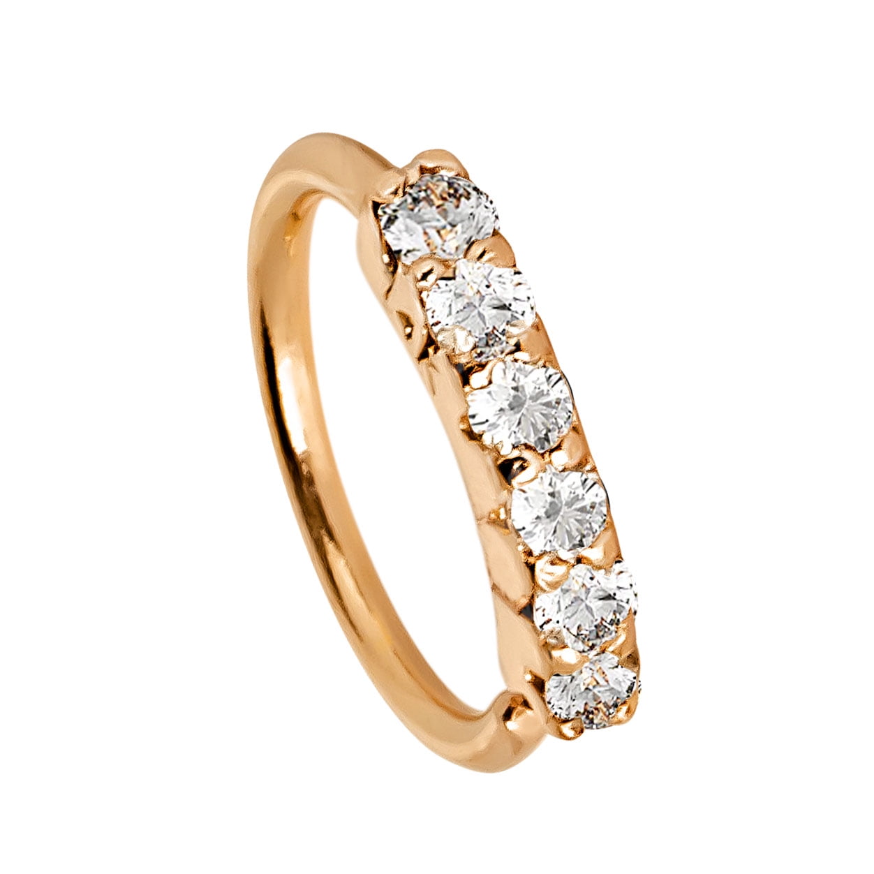 14Kt Rose Gold Real Diamond Nose Ring - 6mm 22G Piercing Jewelry ...