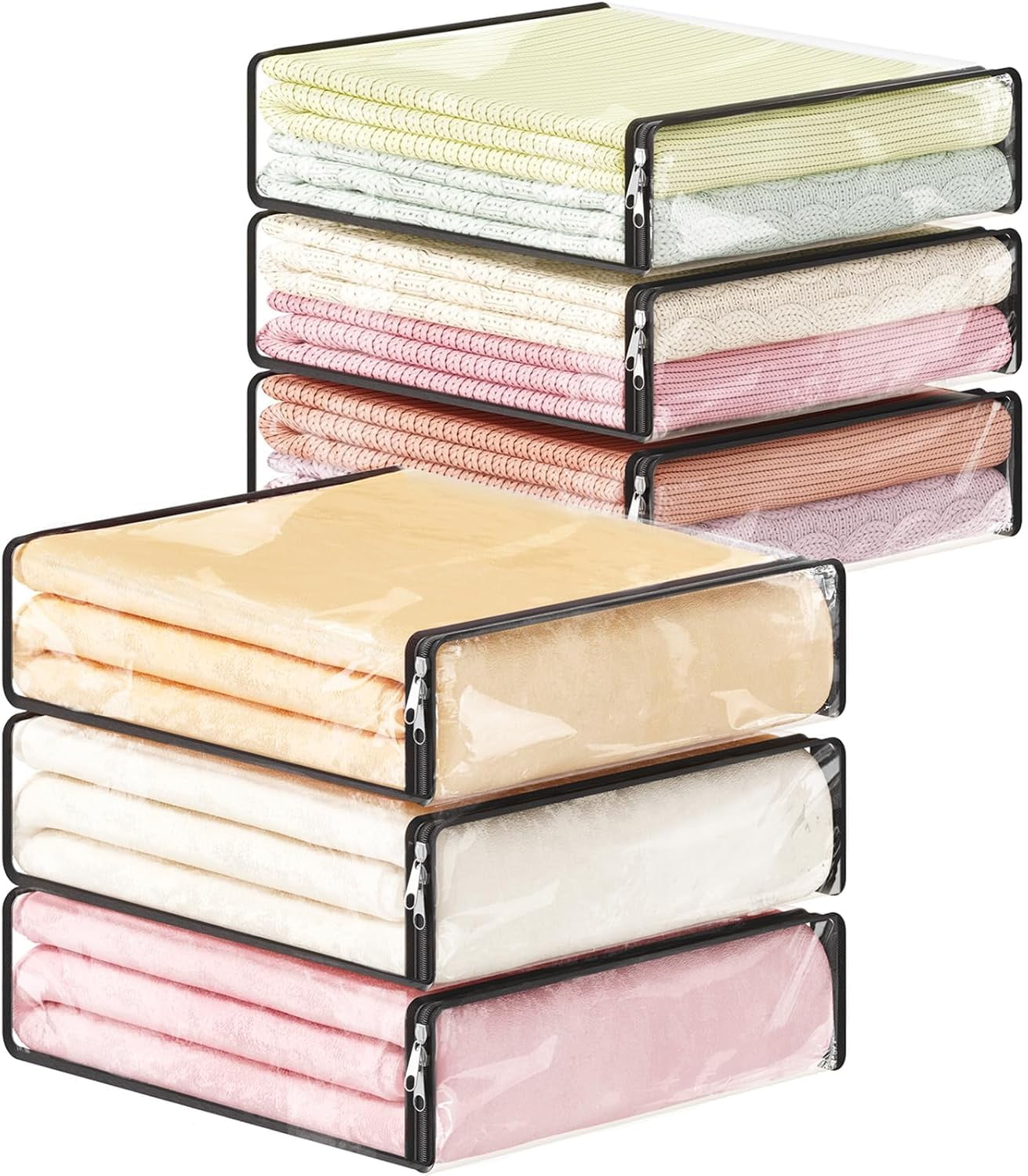 14L Clear Sheet Storage Bags with Zipper 6 Pack, Plastic Sweater ...