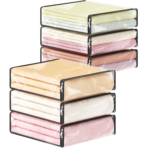 14L Clear Sheet Storage Bags with Zipper 6 Pack, Plastic Sweater ...