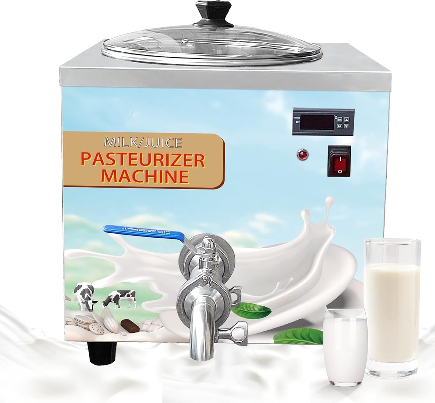 Mvckyi 14L Pasteurization Pasteurizer Machine with Ratary Mixer, Stainless Steel Ice Cream Juice ...