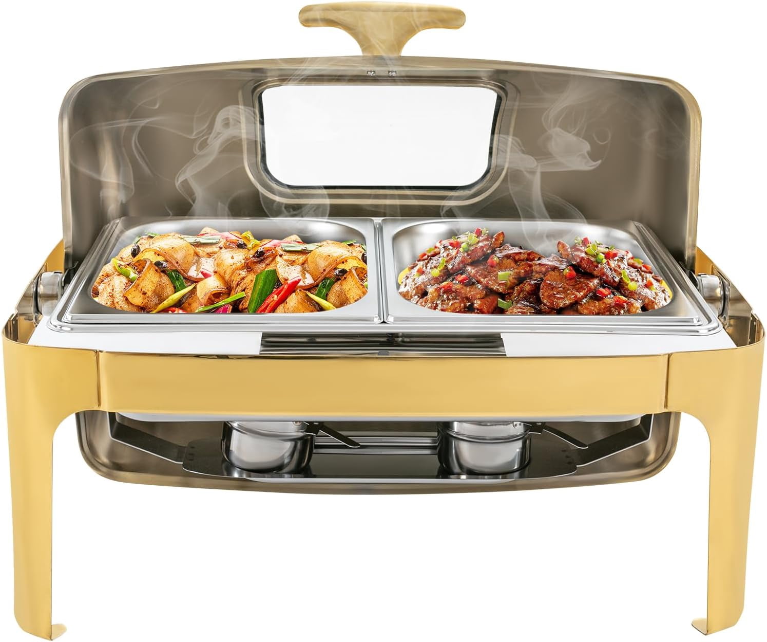 14L Roll Top Chafing Dish Buffet Set Rectangular Stainless Steel Buffet ...