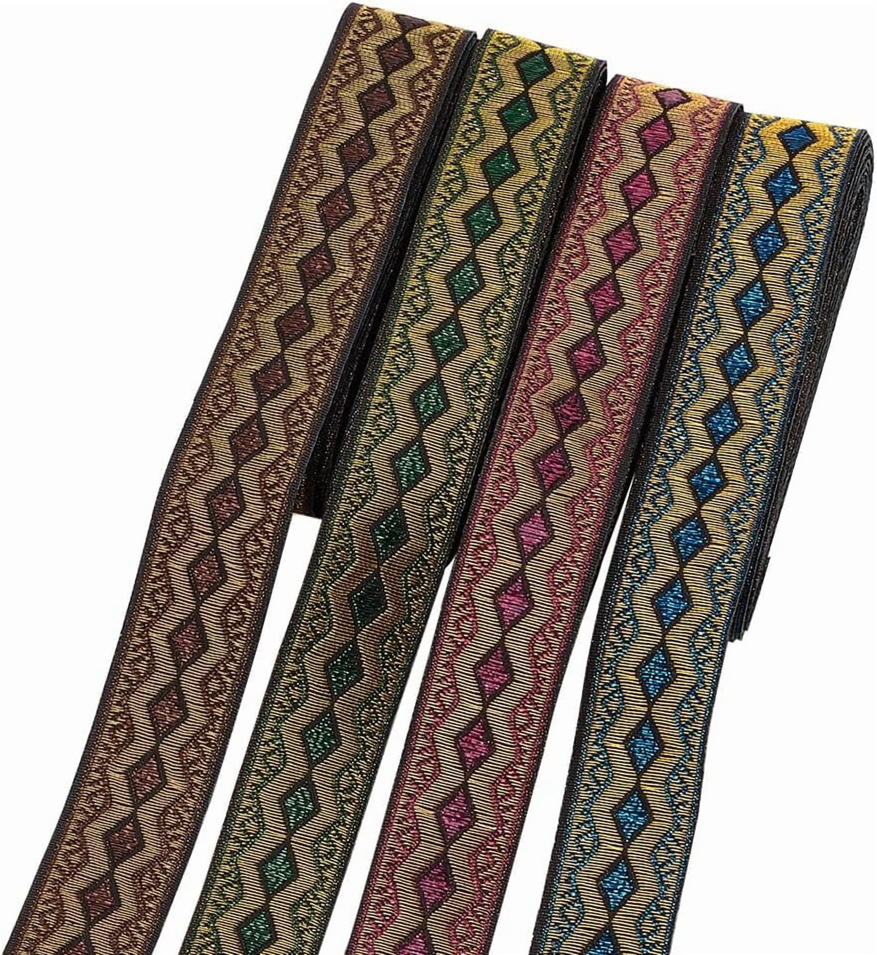 14M 4 Colors Ethnic Style Polyester Ribbon Jacquard Ribbon Tyrolean ...