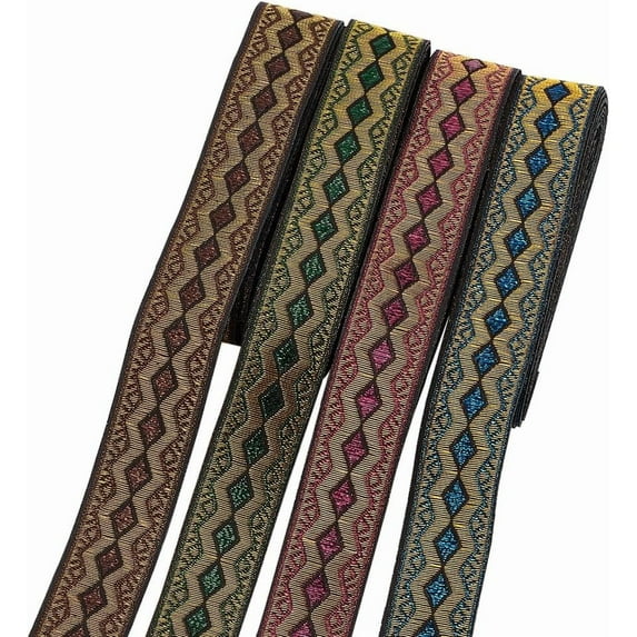 14M 4 Colors Ethnic Style Polyester Ribbon Jacquard Ribbon Tyrolean ...