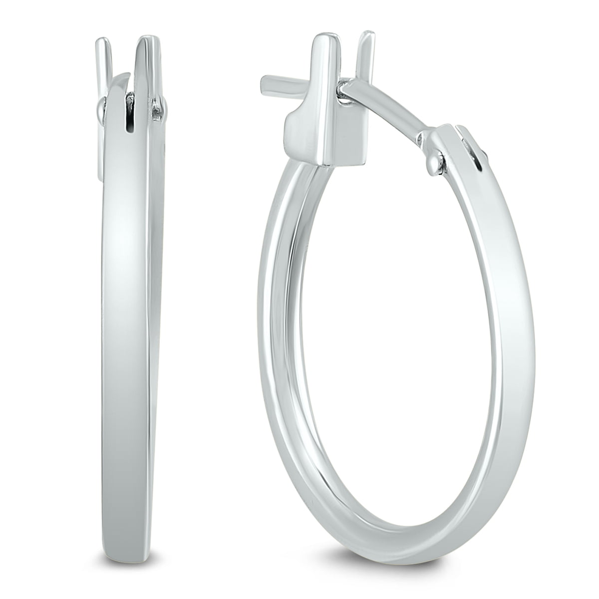 14MM Hoop Earrings in 14K White Gold - Walmart.com