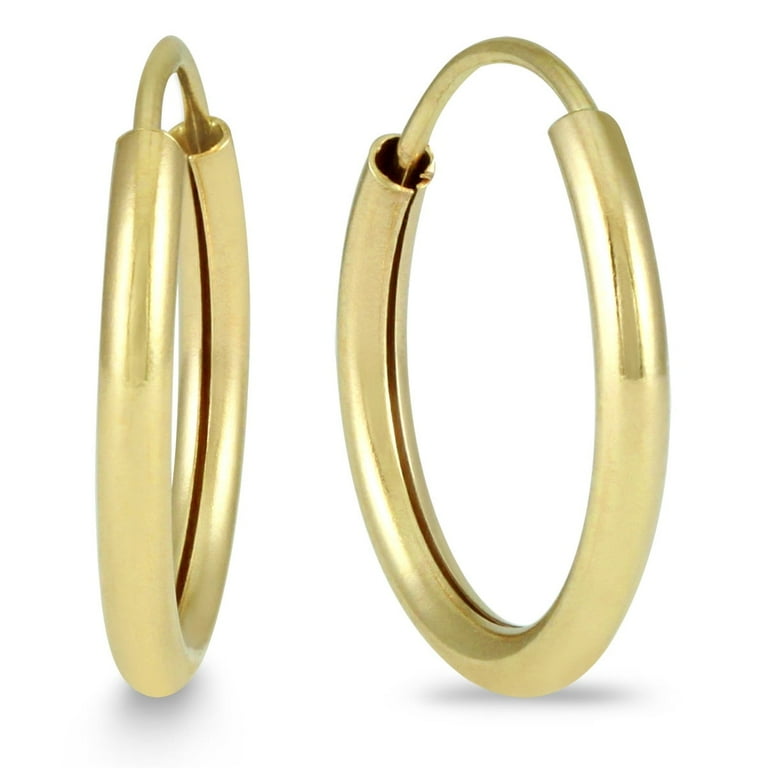 Szul 14mm Hoop Endless Earrings 14K Yellow Gold Women s Grey Type