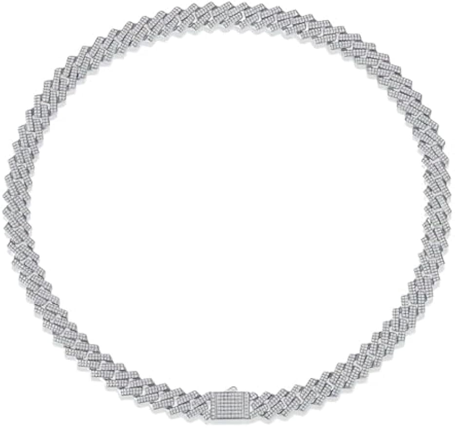 14MM Moissanite Necklace for Men 925 Sterling Silver Moissanite Chain ...