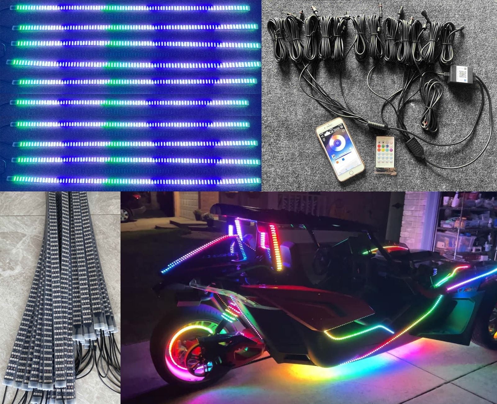 14PC 2FT IP68 Brightest LED CHASING Quad Row Strip Light for Golf Cart ...