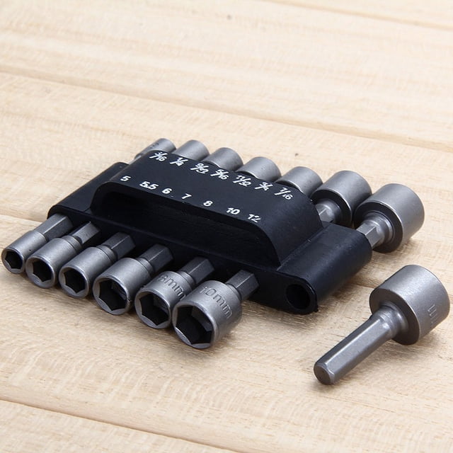14PC Power Nut Driver Drill Bit Set Metric Socket Wrench Screw Tool Hot ...