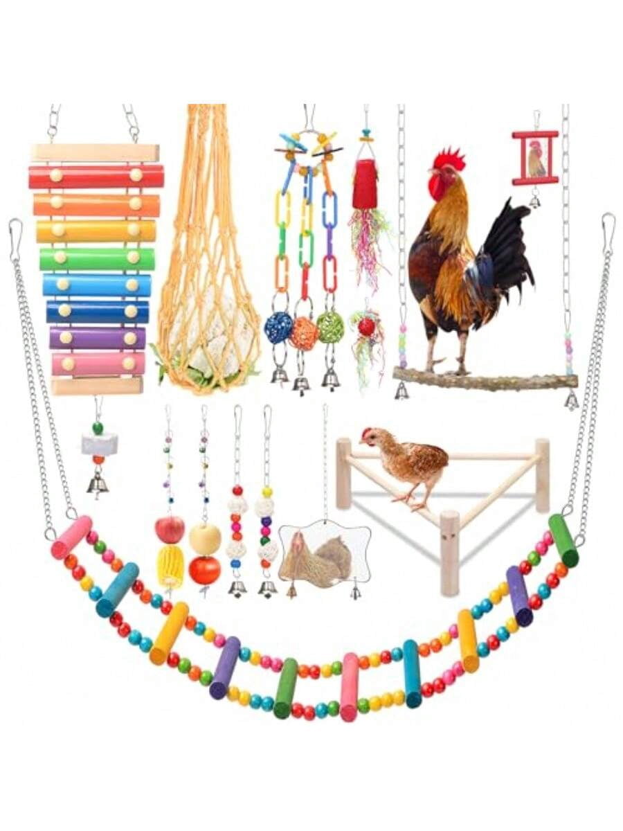 14PCS Chicken Toys For Coop Accessories Longer Chain Chicken Swing ...