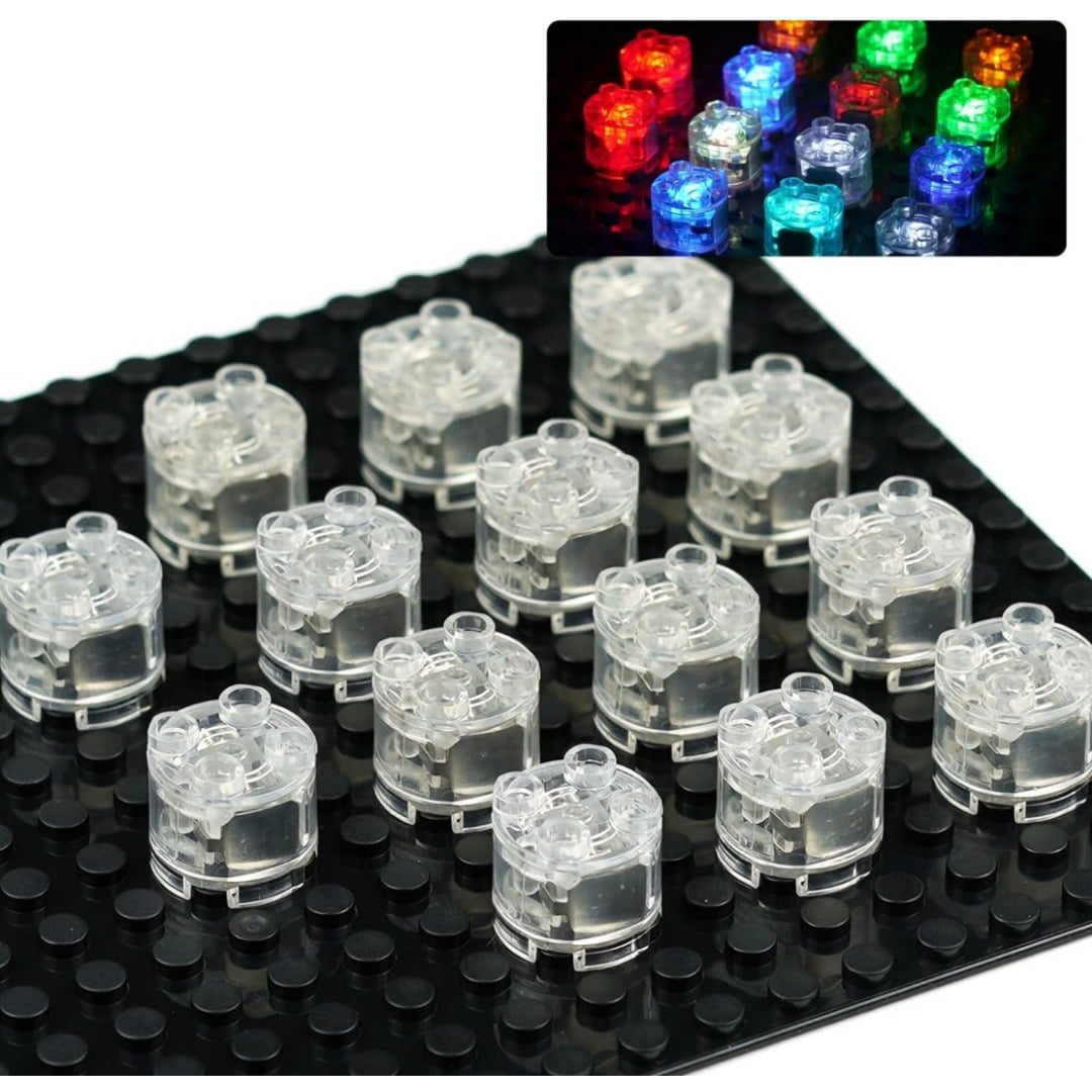 14PCS Light Up Building Bricks Multicolor LED, 2x2 Classic Transparent ...