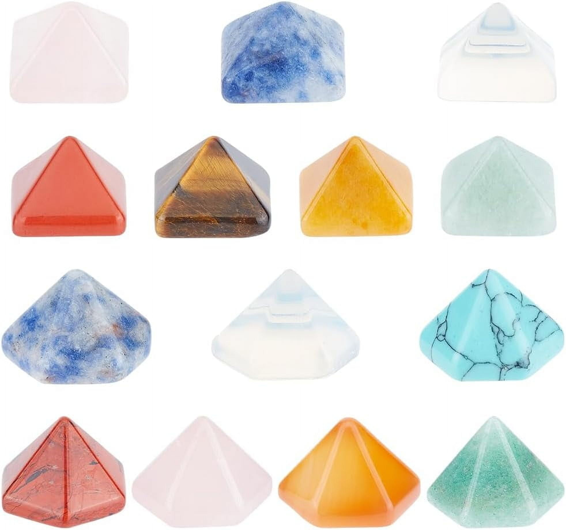 14PCS Pyramid Gemstones Pyramid Crystal Stones Bulks Colorful Charkra ...