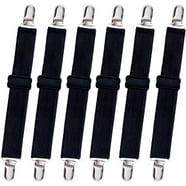 EVRI Adjustable Bed Sheet Straps with Metal Clamp Corners, 4 Pack ...