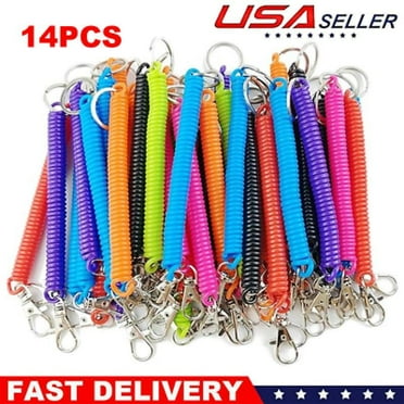 Uxcell Retractable Coil Spring Keychain Clasp with Key Ring 260mm, 1 ...