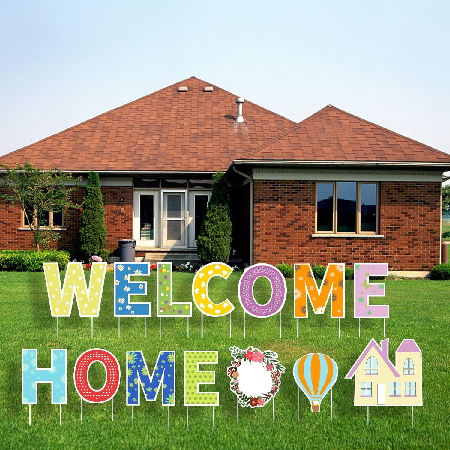 14Pack Welcome Home Yard Signs with Stakes Home Themed Outdoor Lawn ...