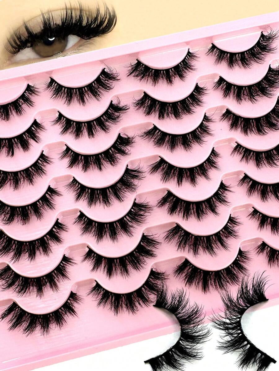 14Pairs Manga Lashes Faux Mink Eyelashes Cat Eye Eyelashes Natural Full ...