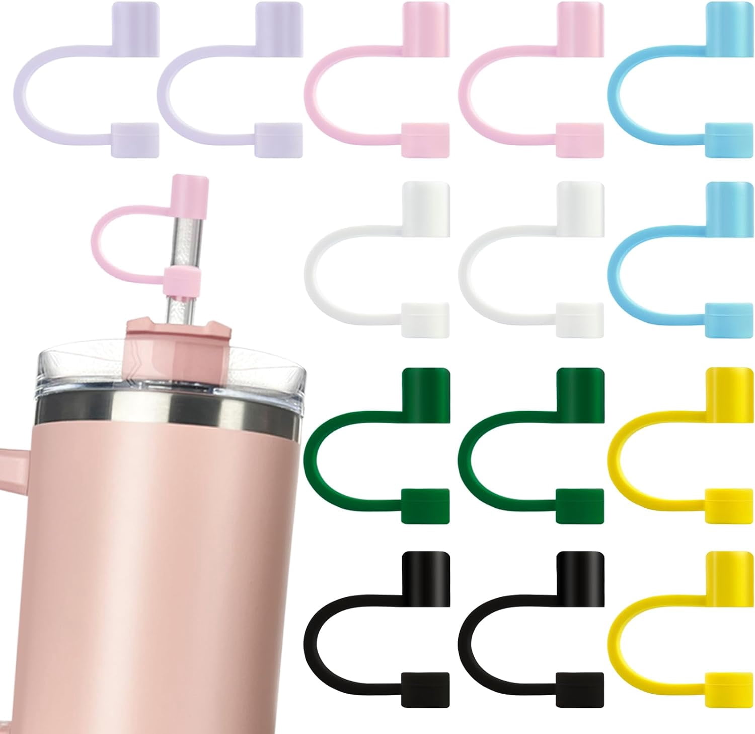 14Pcs 0.4in/10mm Diameter Silicone Straw Covers Cap Compatible with ...