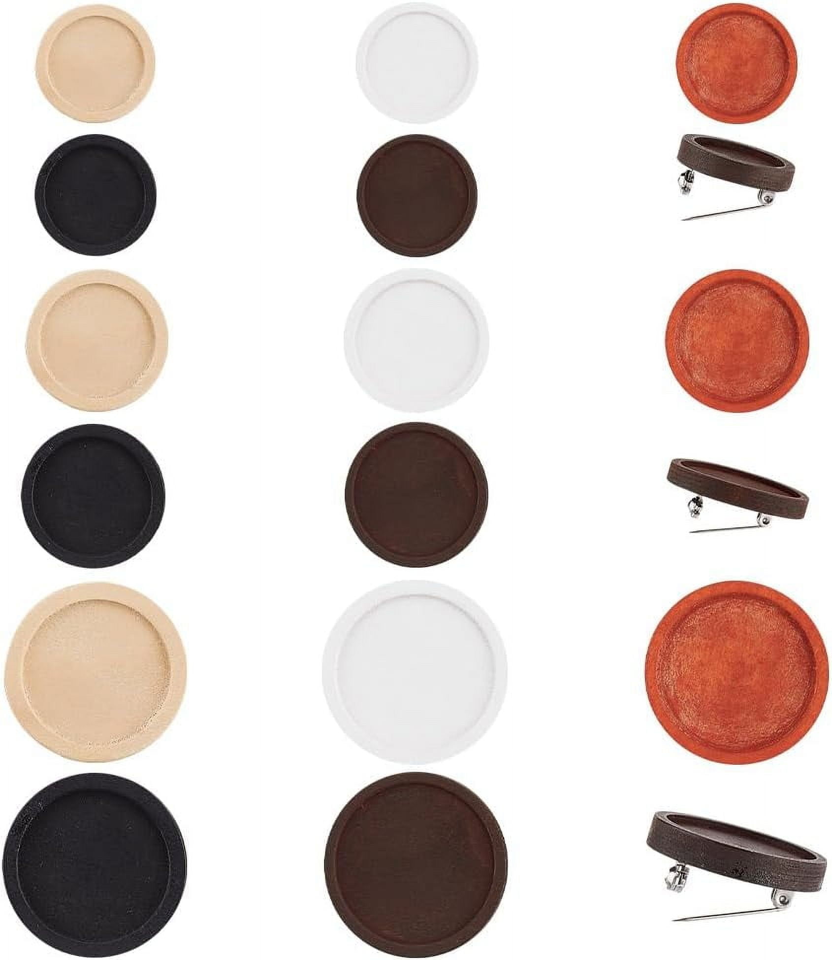 14Pcs 14 Styles Dyed Wood Brooch Cabochon Settings with Stainless Steel ...