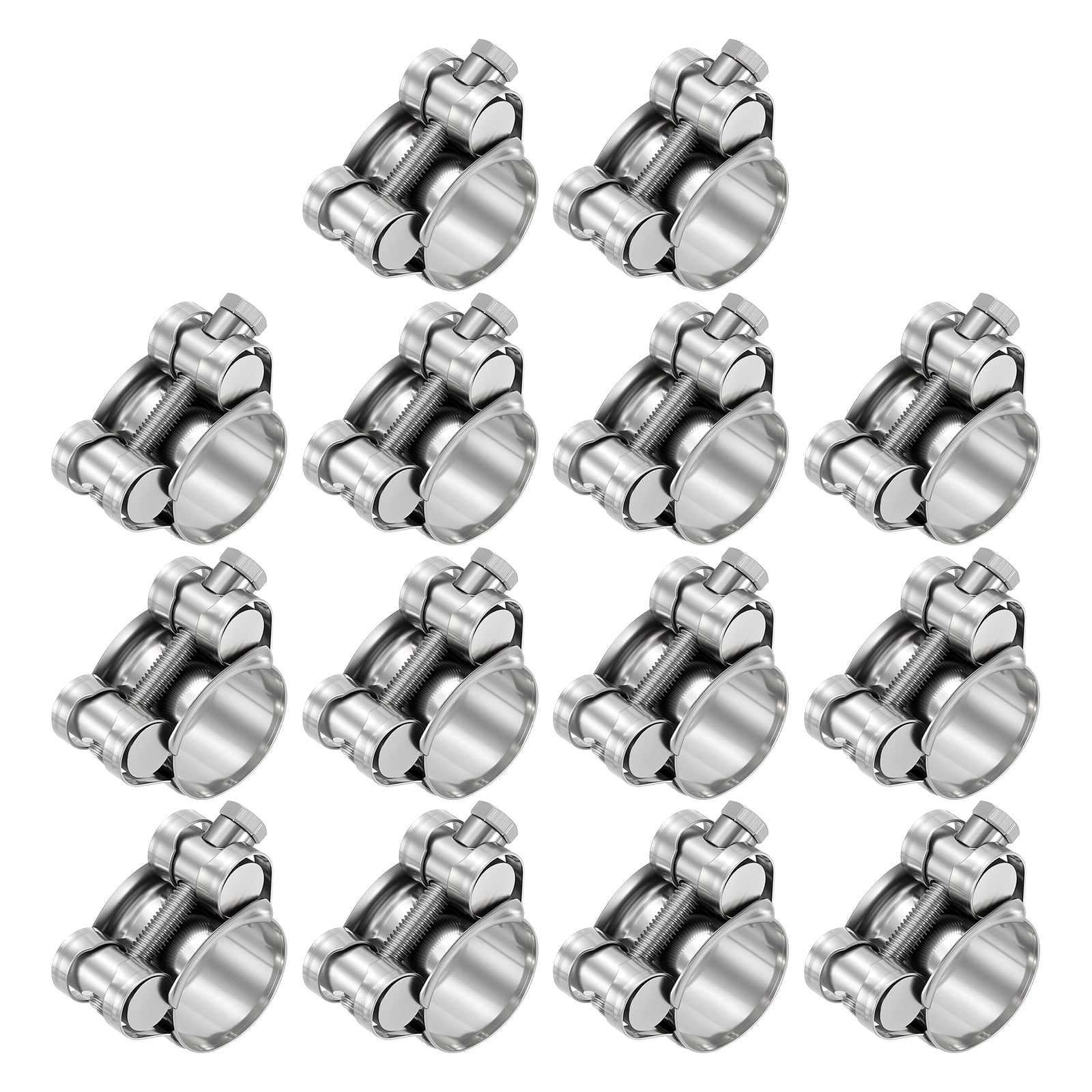 14Pcs 304 Stainless Steel T-Bolt Hose Clamp, Adjustable OD Range 2.2 ...